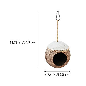 POPETPOP 1pc Coconut Bird Breeding Nest Small Pet Nest Bird House Mushroom Fish Tank Decor Parrot?House?? Small Pet Living House Coconut Shell Birds Nest Outdoor The Bird's Nest Cage Rope