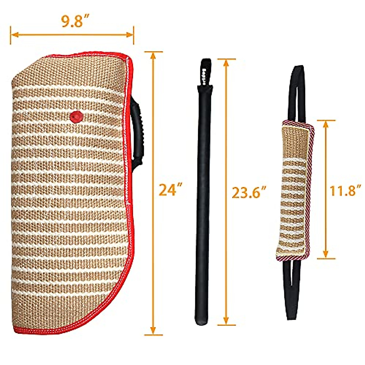 Dog Bite Training Set - Dog Bite Sleeve, Dog Bite Pillow Tug Toy, Dog Training Stick - Professional Training Equipment for Training, Biting, Interactive, Fetch, K9, Puppy (Transverse Stripe)