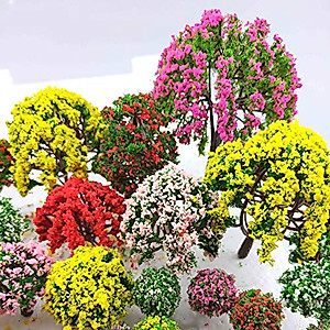 MOMOONNON 32 Pieces Model Trees 3.5cm - 10cm Mixed Model Tree Train Scenery Architecture Trees Fake Trees for DIY Crafts, Building Model, Scenery Landscape Natural Green