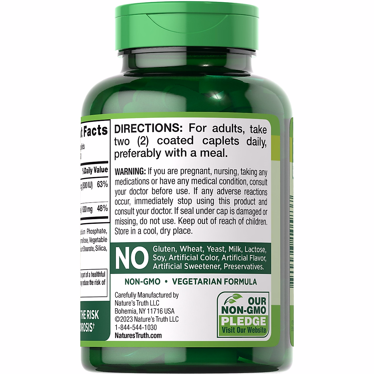 Calcium Citrate with Vitamin D3 | 100 Caplets | Non-GMO, Gluten Free Supplement | by Nature's Truth