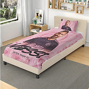Aimery Miami Bedding Set Soccer Duvet Cover Set Pink Bed Football Comforter Soft Microfiber Soccer Bedding Sets 3 Pieces Fruit Comforter Cover and 2 Pillowcase for Bedroom (Pink 1,Full)