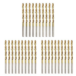 DRILLFORCE, 5/16 inch Hss Drill Bits, 30 pcs, Titanium Coated, Jobber Length, 5/16 inch Twist Drill Bits