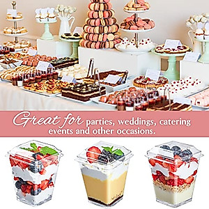 Zezzxu 50 Pack 5 oz Dessert Cups with Lids and Spoons, Plastic Parfait Cups with Lids Clear Mini Dessert Cups with Spoons for Party Appetizers Yogurt Fruit Trifle Mousse Pudding