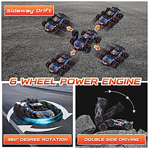 Gesture Sensing Rc Stunt Car With Light & Music, 2.4GHz Drift Stunt Remote Control Cars, 6WD Double Sided 360° Rotating Transform Off Road RC Stunt Car, Toy Car for 6-12 Year Old Boys & Girls