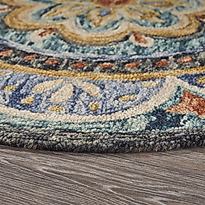 Lr Home Ox Bay Blaze Modern Distressed Floral Virgin Wool Indoor Area Rug