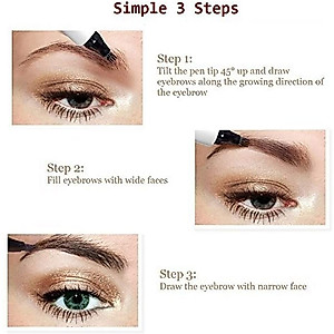 Waterproof Eyebrow Pen Microblading Eyebrow Pen Makeup with a Micro-Fork Tip Liquid Eyebrow Pencil (2#Brown)