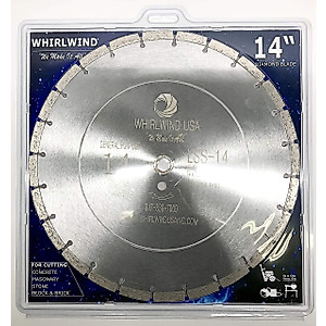 WHIRLWIND USA LSS 14 Inch Diamond Saw Blade,Dry or Wet Cutting Concrete Saw Blades for Sharp Cutting Concrete Marble Granite Brick Masonry,Broadened Cutter Head