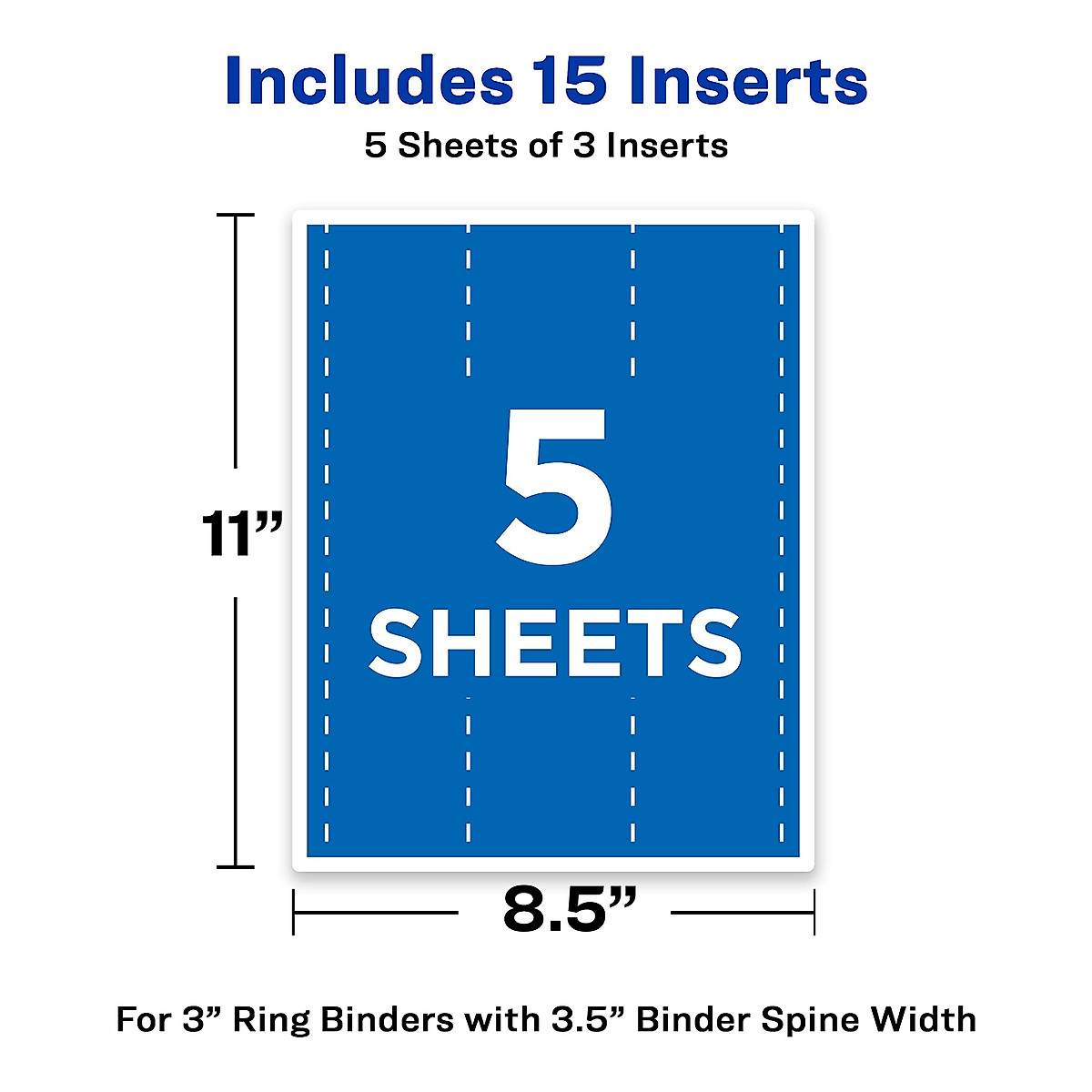 Avery Binder Spine Inserts, for 3 Inch Ring Binders with 3.5" Spine Width, 15 Cardstock View Binder Spine ID Inserts (89109)