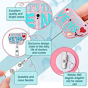 Geyee 4 Pack Nurse Badge Reel Retractable Badge Holder Funny Bling Blood Phlebotomist Badge Clips Cute Phlebotomist Nursing ID Badge Holder with Clip for Office School Hospital Nurses Teacher