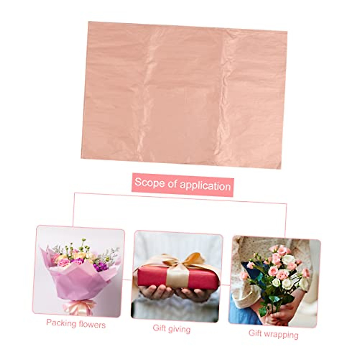 JEWEDECO 100pcs Wrapping Paper Floral Bouquet Tissue Paper Packaging Bulk Rose Gold Tissue Paper Bulk Foil Gift Package Paper Craft Paper Floral Decor Gift Paper Metal Child Cellophane