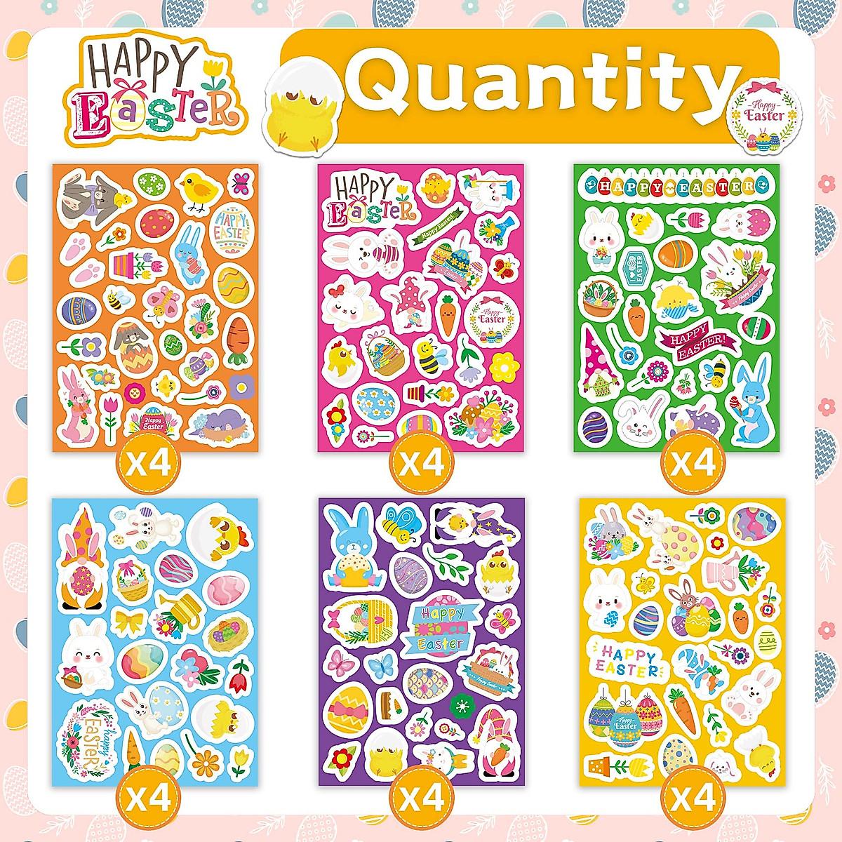 Joy Bang 564 PCS Easter Stickers for Kids, Easter Stickers with Eggs Bunny, Happy Easter Stickers Bulk for Toddlers, Easter Stickers for Cards Envelopes, Easter Party Supplies Favors