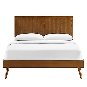 Modway Alana Wood Queen Platform Bed in Walnut with Splayed Legs