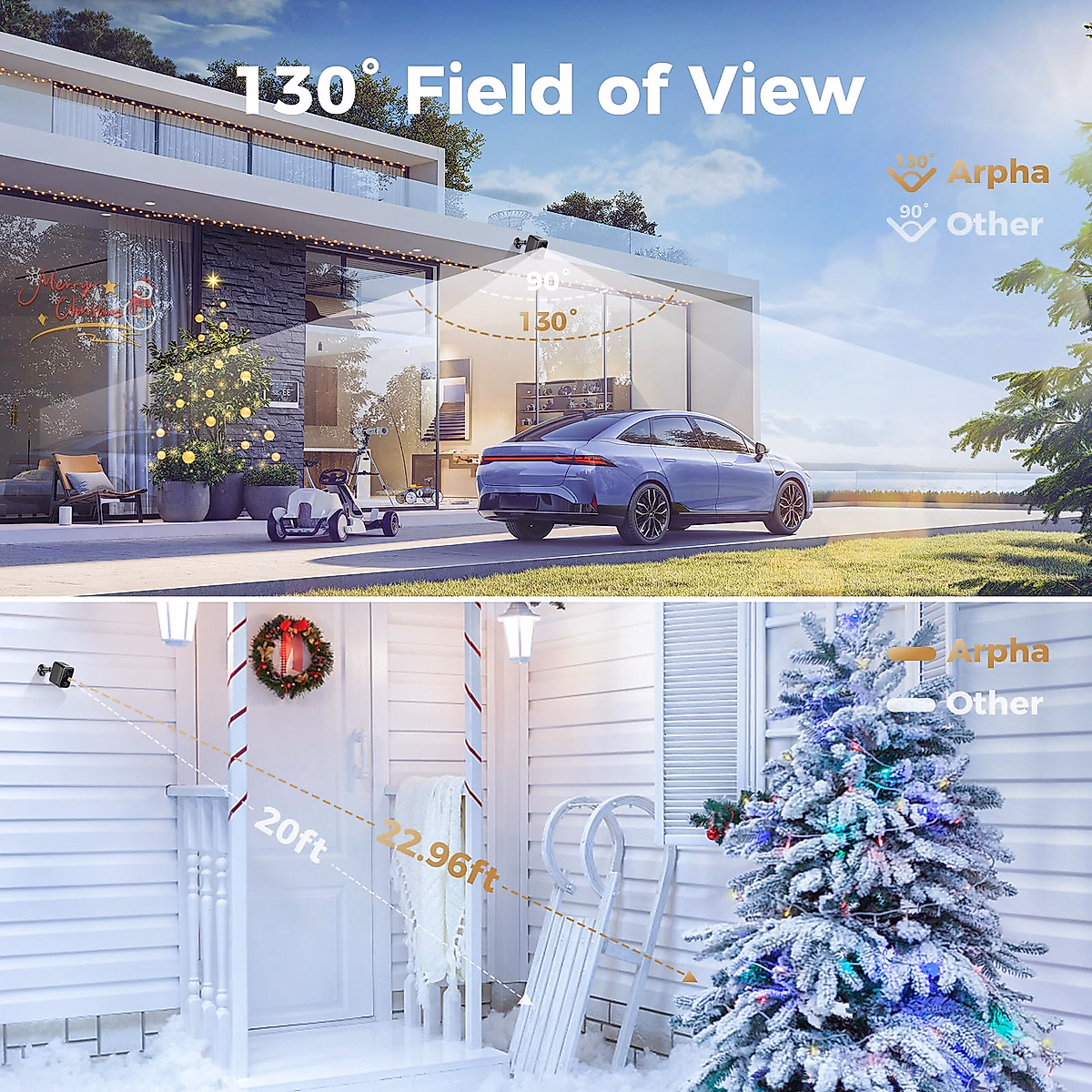 ARPHA Wireless Outdoor Security Camera K03, 1080p Indoor and Outdoor Cameras for Home Security, 2.4g WiFi Camera with IP66 Waterproof, 2 Way Talk, Night Vision, PIR Human Detection, Cloud Storage