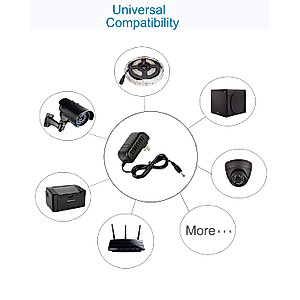 Jieyitech 12V 2A 24W Power Adapter Supply 100-240V AC to DC 2.1mm X 5.5mm US Plug 12v 2 Amp Switching Power Supply for 12v LED Strip Light, CCTV Security Camera BT Speaker Webcam Router