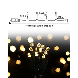 Christmas String Lights Indoor Outdoor - 70 ft 200 LED Low Voltage Waterproof Xmas Lights with 8 Modes Timer Function Plug in for Tree Room Bedroom Wedding Party (Warm White)