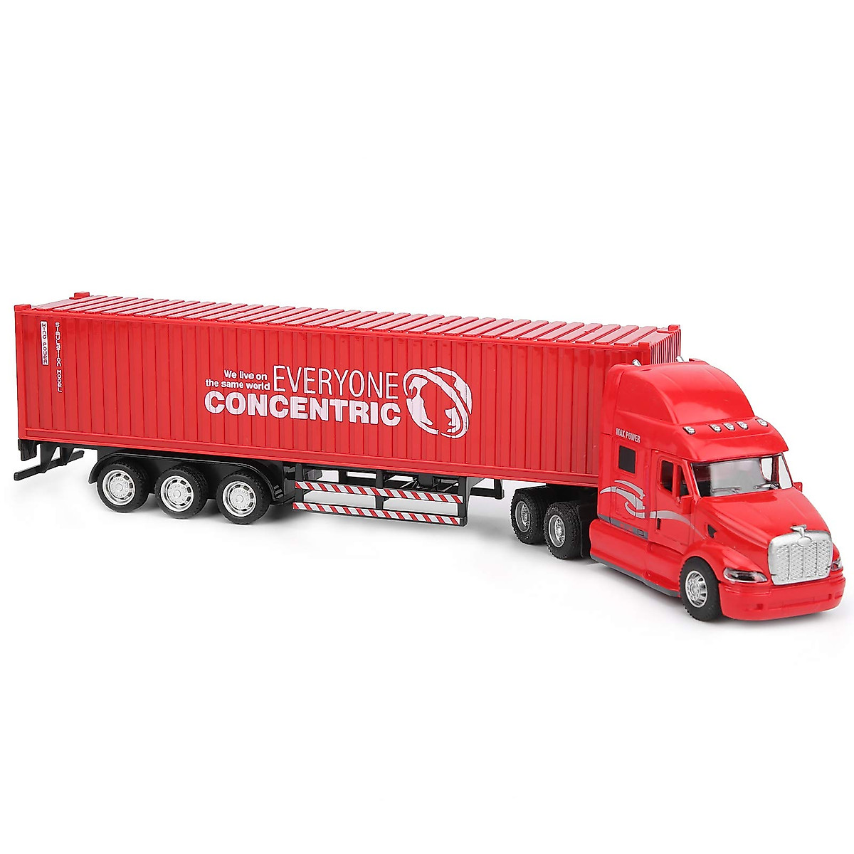 VBESTLIFE Pull Back Car Toy, High Simulation Alloy Container Truck Car Model with Sound Light Kid Vehicles Toys Cars & Race Cars Vehicles ((red))