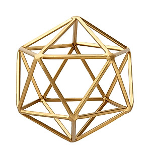 Better Homes & Gardens 5" W x 6" H Icosahedron Iron Geometric Tabletop Sculpture - Medium, Gold