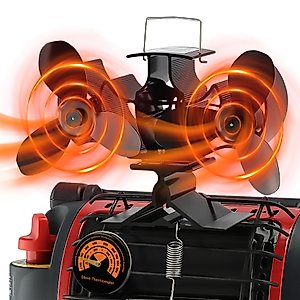 TCFUNDY Wood Stove Fan Heat Powered for Buddy Heater,Dual Motor Fireplace Eco Fan with Bracket Fixed on Propane Space Heater,Quiet Operation Circulating Warm Air, Stove Fan for Wood/Log Burner Stove