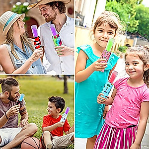 24 Pack Ice Pop Sleeves Neoprene Freezer Pop Sleeve Popsicle Covers Holders Bags BPA-Free for Kids Party Supplies (Colorful)