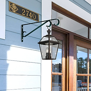 Sanduby Plant Hangers Outdoor 2 Pack 15.5 Inch Metal Plant Hooks for Wall, Decorative Straight Hanging Plant Bracket for Bird Feeders, Planters, Lanterns, Wind Chimes, Blackish Green