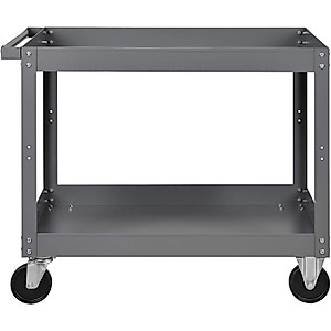 Global Industrial 2 Shelf Deep Tray Steel Stock Cart, 800 Lb. Capacity, 36"L x 24"W x 32"H