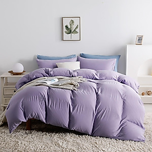 OAITE Purple Duvet Cover Queen Size, Microfiber Duvet Cover with Zipper, Duvet Cover Set with 2 Pillow Shams, Soft Comforter Cover Queen Size, 90 x 90