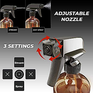 Nylea Glass Spray Bottles - Premium Empty Spray Bottle for Cleaning, Hair, and Essential Oils - Refillable Spritzer Bottle for Plants & Cleaning Solutions - Mist & Single Trigger Sprayer (16 oz)
