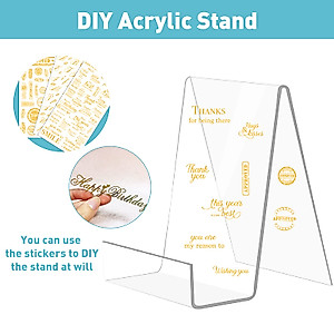 trophable 4 Pack Acrylic Book Stand Thickened Clear Book Display Easel Holder for Displaying Tablets Newspaper Magazines Notebooks Textbooks CDs (Clear-Small)
