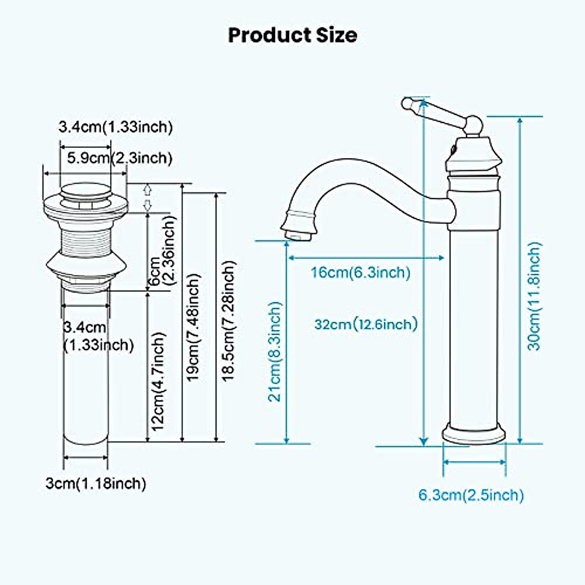 gotonovo Bathroom Sink Faucets Polished Gold One Hole Single Handle Tall Body Swivel Spout Gold Finish Pop Up Drain Without Overflow Vessel Faucet