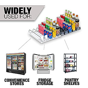 Drink Beverage Organizer, Automatic Self-Pusher Glide, Fridge Beverage Organizer, Adjustable Width, Soda Can Water Beer Bottle Dispenser, 12oz 16oz 20oz, Home Kitchen, Commercial Refrigerator (Black)