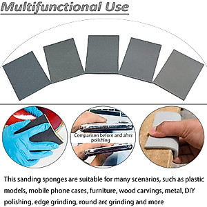 Tonmp 20 PCS 3 x 4 Inch 1000 Grit Sanding Sponge, Ultra Fine Sanding Sponges Pads, Soft Foam Hand Sander Block Wet Dry Sandpaper for Model Drywall Metal Wood Furniture Polishing (1000 Grit)