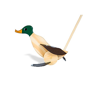 Wooden Push Toy Duck (Dark Green) - 18 Months to 3 Years Old - Walking Toddler Toys Preschool Learning Activities Walking Baby Toys Learning Toys for Toddlers Develops Motor Skills