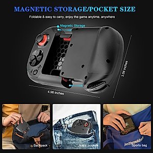 Joso Phone Controller for Android, iPhone, Direct Play, 15 Hours of Playtime, Support with Case, Game Controller Joystick for Galaxy S23 S22 S21 Ultra, iPhone 14 13 12 Pro Max, COD, Genshin Impact