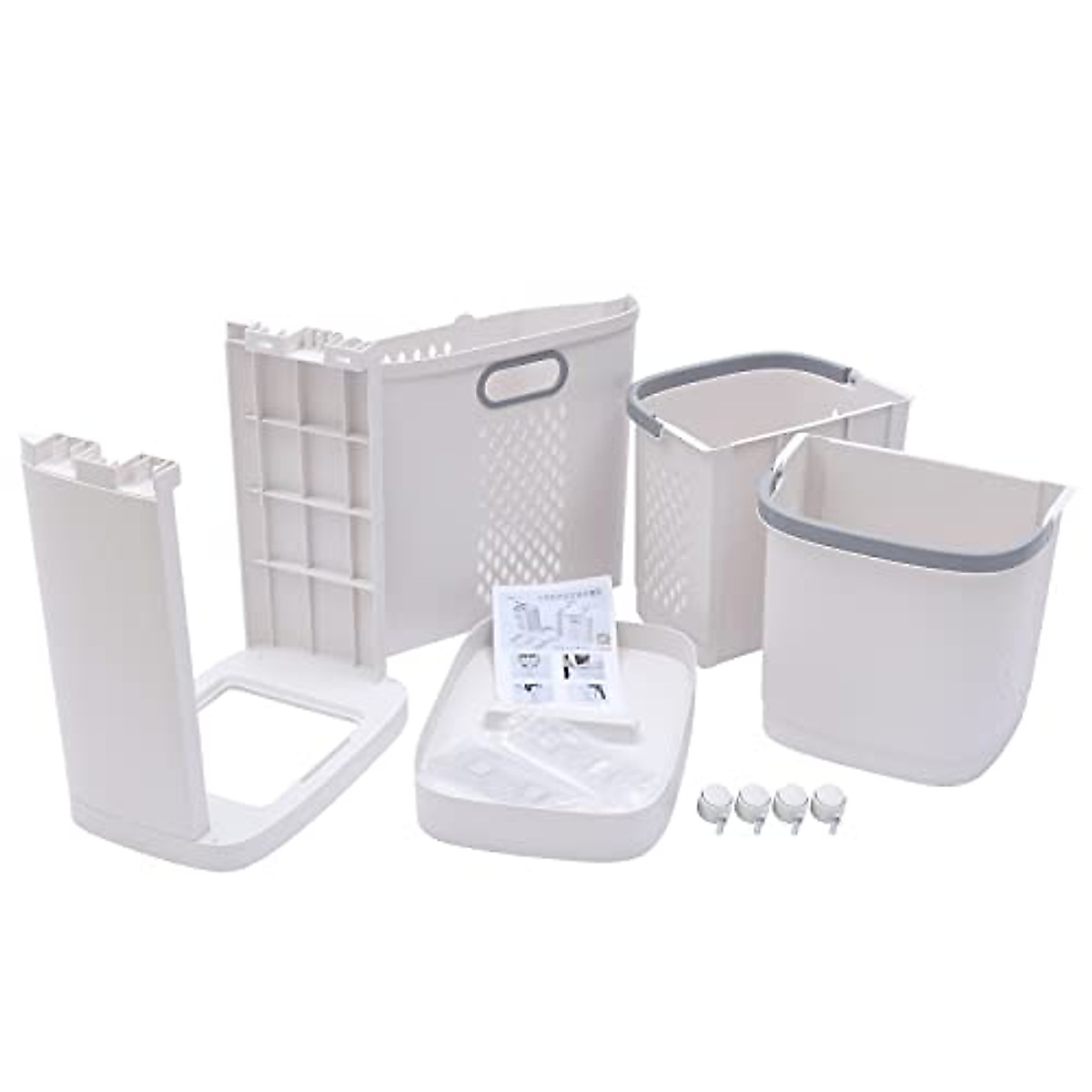 Movable Household Double Laundry Basket Bathroom Clothes Storage Basket with Wheels and Handles Washing Cloths Storage Hamper for Bedroom, Laundry Room, Bathroom