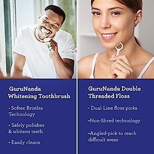 GuruNanda Teeth Whitening Razzle Dazzle Kit - Includes 14 Whitening Strips, 4 Pk Whitening Toothbrush, 150 ct Floss Picks & 1 Dual Barrel Mouthwash - Enamel Safe Dental Kit for Sensitive Teeth & Gums