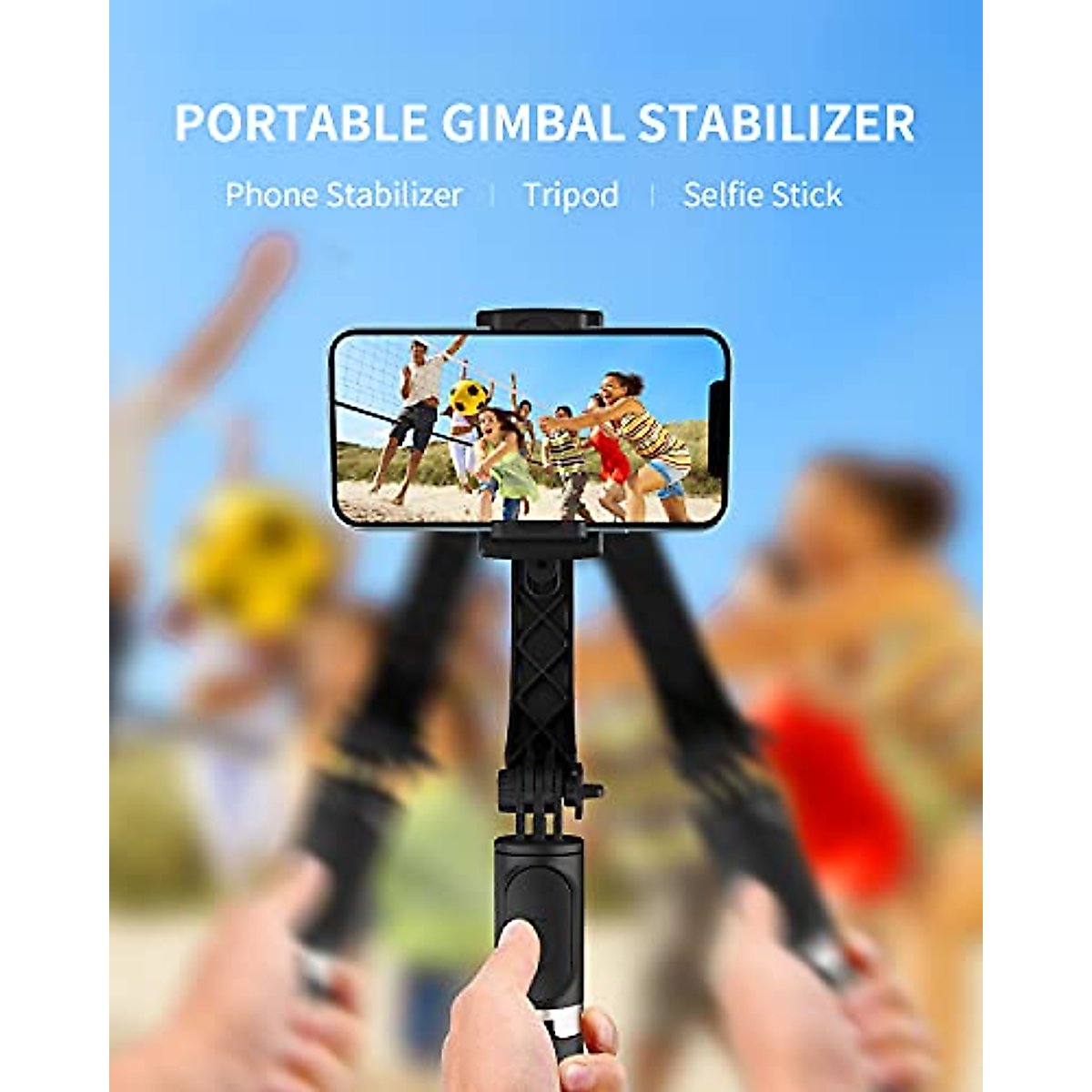 Gimbal Stabilizer with Selfie Stick for iPhone: Portable Handheld Gimble with Tripod & Remote for Cell Phone Camera & Samsung Android Smartphone Recording Video & Vlogging on Tiktok & YouTube
