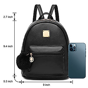 Mini Backpack for Girls Teens Women Backpack Purse Harmless PU Leather Shoulder Backpacks Black
