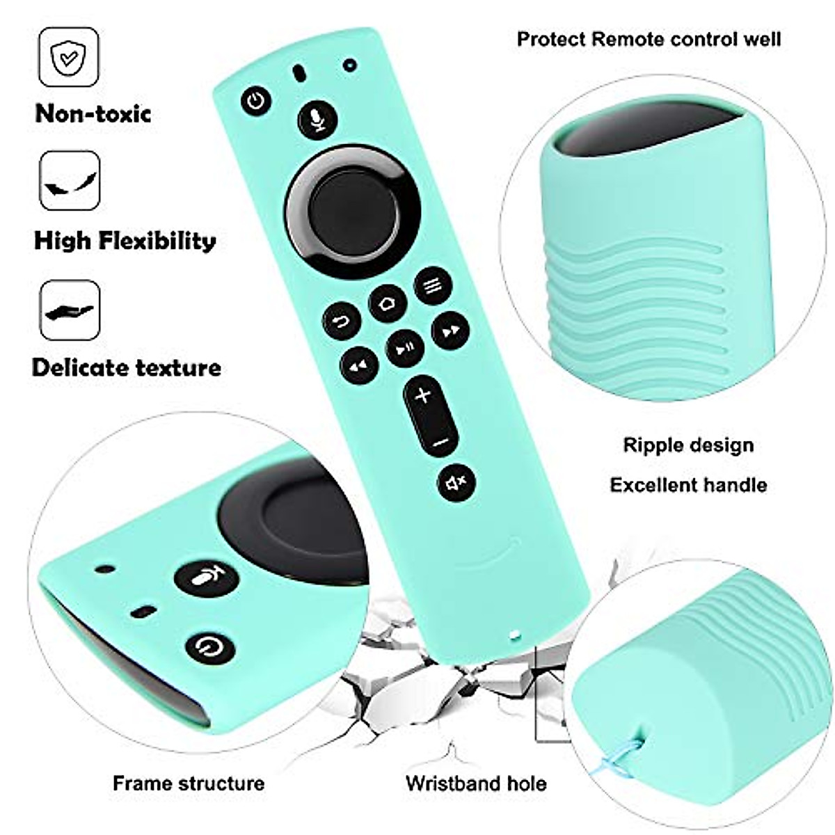 [2 Pack] Silicone Remote Cover Compatible with Fire TV Stick 4K Alexa Voice Remote Control, Lightweight Anti Slip Shockproof Protective Sleeve (Mint Green + Pink)