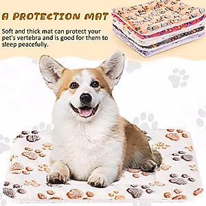 5 Pcs Guinea Pig Bed Mat Cute Cats Paw Print Blanket Bed for Small Animal Winter Soft Plush Bunny Dog Cat Bed Thickened Washable Reversible Fleece Crate Bed Mat Hamster Bedding (21 x 14 Inch)