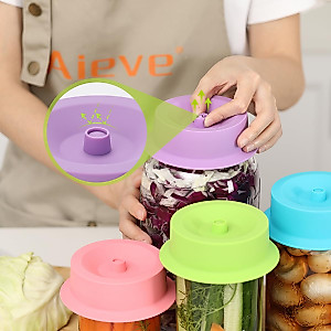 Aieve Fermentation Lid, 4 Pack Fermenting Lids Fermenter Cap for Wide Mouth Mason Jar
