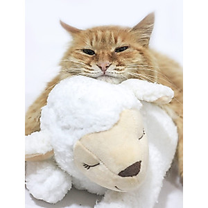 HonourHope Dog Heartbeat Toy for Anxiety Relief, Dog Soft Plush Toy Pet Calming Puppy Behavioral Training Aid Toy Pet Companion Pillow for Puppy Dog Cat Kitty Pets - Sheep