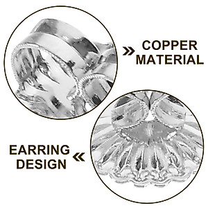 VILLCASE 20pcs Flower Earring Backs for Droopy Ears Safety Earring Studs Secure Locking Ear Backs Studs Replacement for Heavy Earrings Jewelry Findings Silver