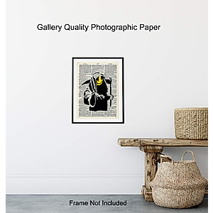 Banksy Grim Reaper Graffiti Dictionary Art - 8x10 Smiley Face Poster - Modern Home or Dorm Decor, Contemporary Wall Decoration Print - Funny Gift for Street Art Fans - Unframed Photo Print Sign