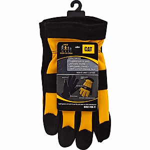 CAT Unisex-Child Split Leather Thermal Lined Winter Work Glove CATO12222L Caterpillar, Yellow, Large (Pack of 1)