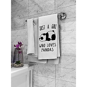 DIBOR Just A Girl Who Loves Pandas Kitchen Towels Dish Towels Dishcloth,Cute Sleeping Panda Decorative Absorbent Drying Cloth Hand Towels Tea Towels For Bathroom Kitchen,Panda Lovers Girls Women Gifts