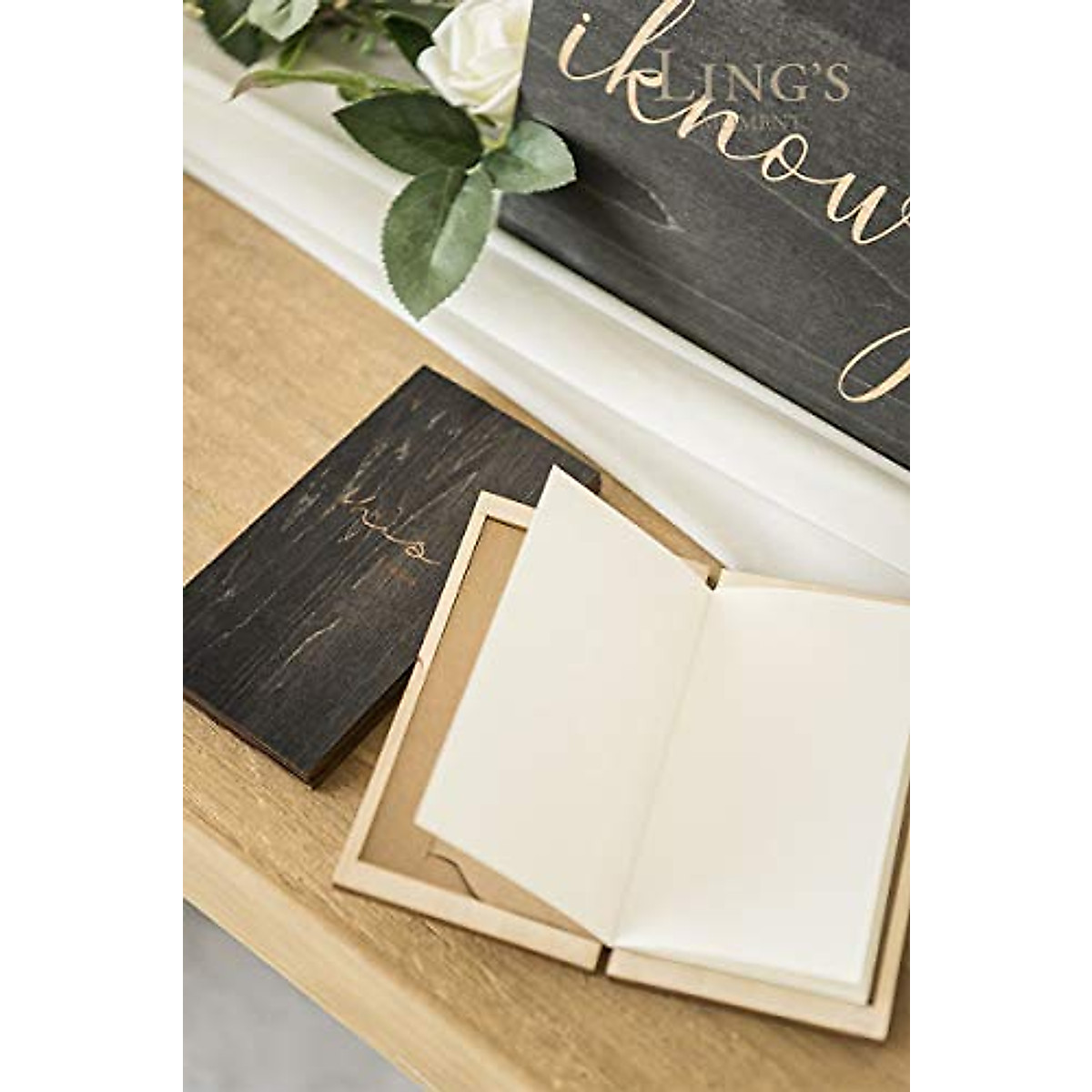 Ling's Moment Handcrafted Vow Books Wedding Vows Book His and Her Rustic Wood Vow Book Set of 2,Vow Renewal Notebook Booklet Journal Keepsake