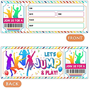 Simimi art 30 Bounce House or Jumping Party Ticket Invitations with Envelopes - Trampoline Jump Birthday Invite - Trampoline Birthday Party (white)