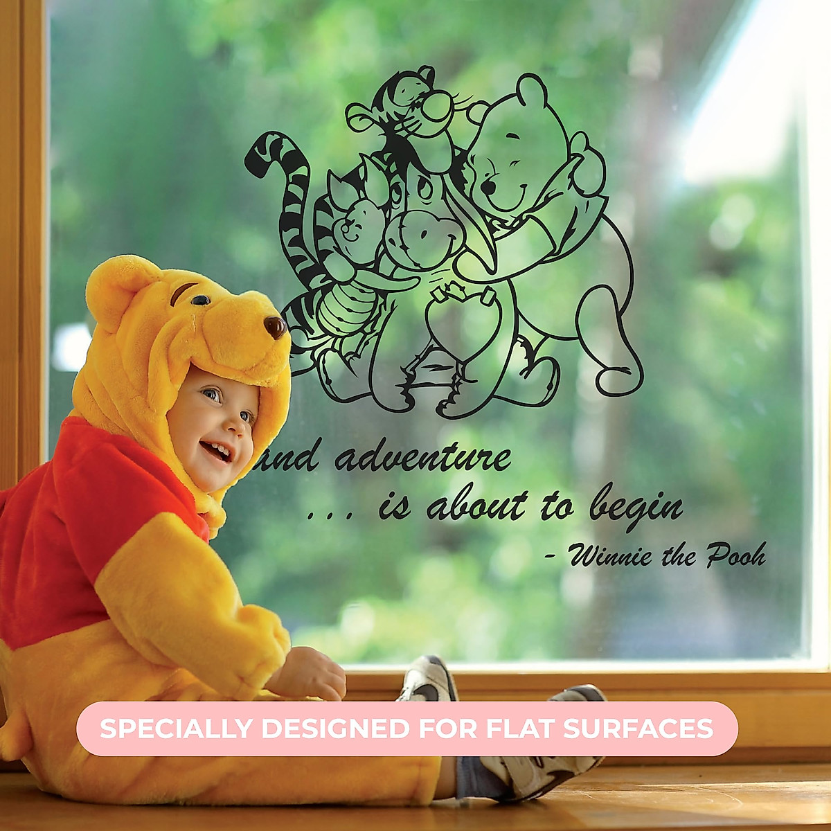 Winnie Pooh & Friends - A Grand Adventure is About to Begin Quote Baby Room Wall Decal- Decal for Baby's Room (Wide 22" x 18" Height)