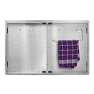 AdirHome 33" Stainless Steel Grill Double Access Double-Face Door With Towel Holder - Easy Install Heavy Duty Stainless Steel Rust Resistant Access Door with Chromium Plated Handle (Horizontal Handle)