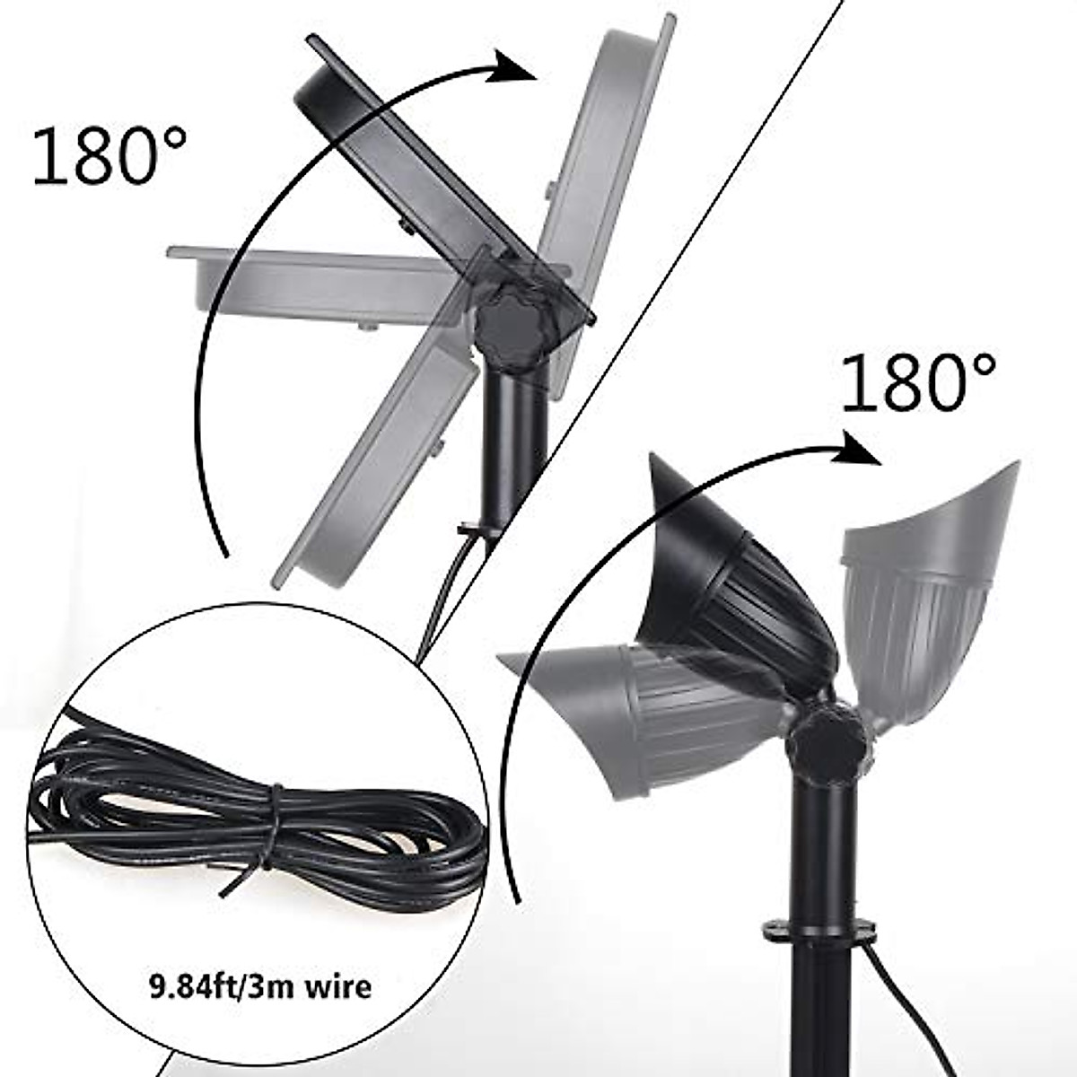 CORESLUX Solar Spotlights Outdoor Garden Lights, Super Bright 6 LED Bead Landscape Spotlights IP65 Waterproof Adjustable Solar Spot Lights for Patio Yard Garden Pathway (White Light)